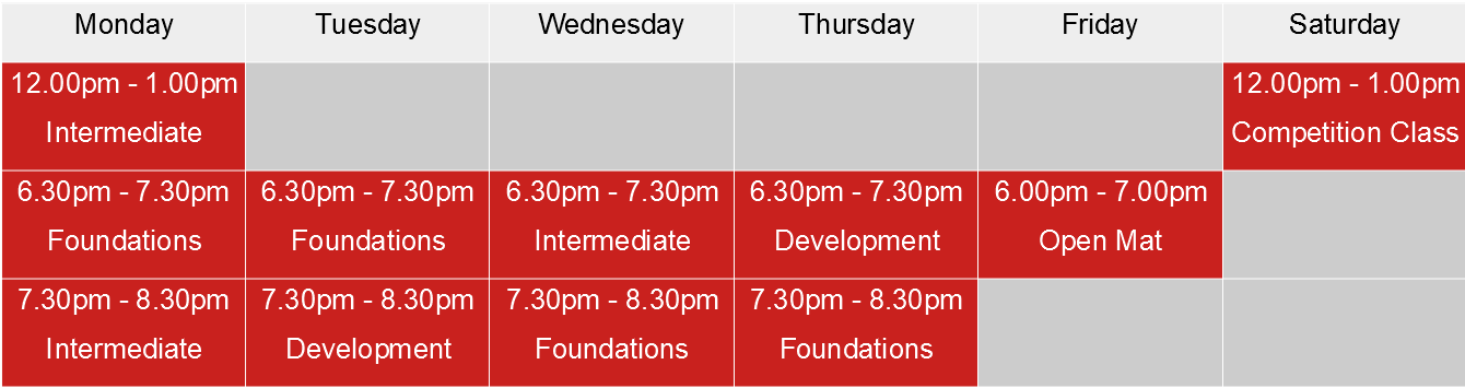 Timetable – Science of Jiu Jitsu